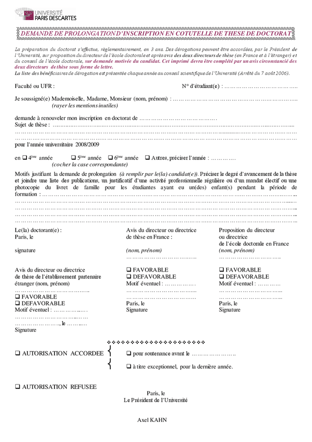 Exemple de demande de prolongation d'inscription en these de doctorat - DOC, PDF - page 2 sur 2