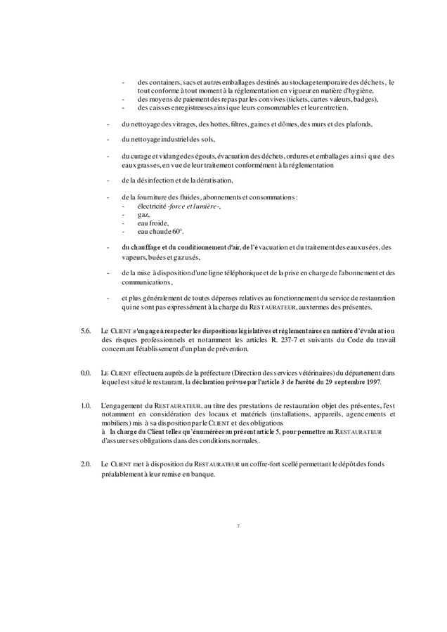 Modele de contrat de prestations de restauration - DOC, PDF - page 7 sur 16