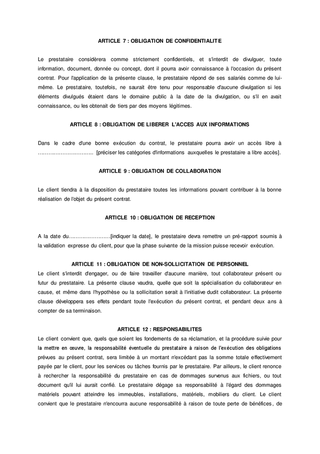 Contrat de prestation de services - DOC, PDF - page 3 sur 5