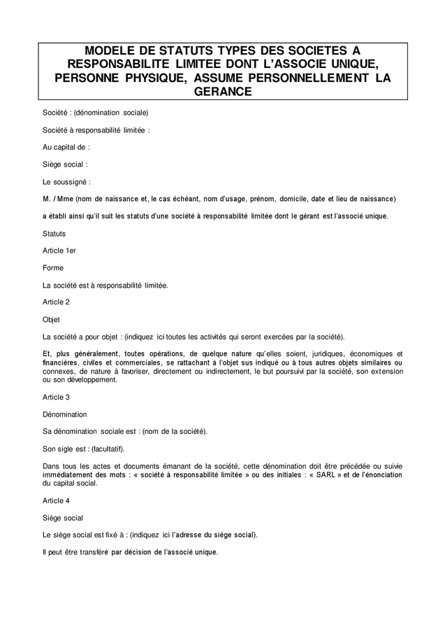 Modèle de statuts - téléchargement gratuit documents PDF, Word et Excel