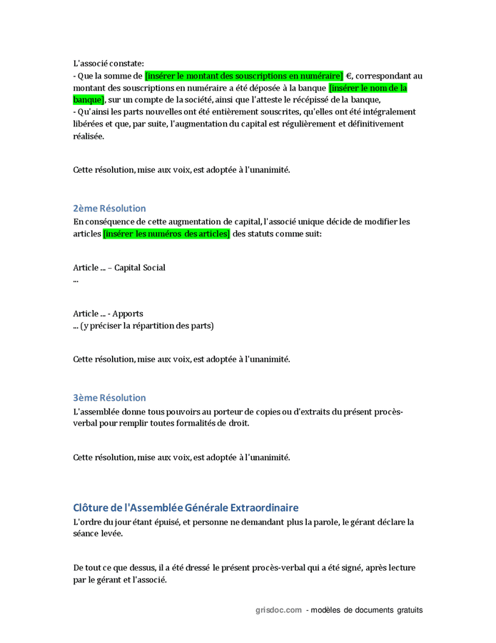 Augmentation capital EURL - DOC, PDF - page 2 sur 3 Augmentation capital EURL - DOC, PDF - page 2 sur 3