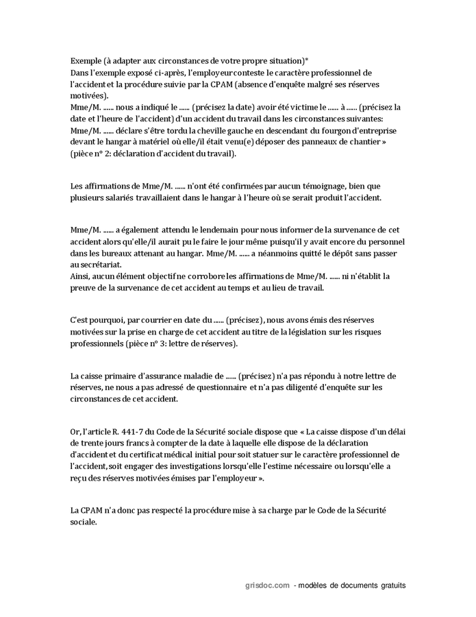 Contestation de la décision de prise en charge par la CPAM d'un ...