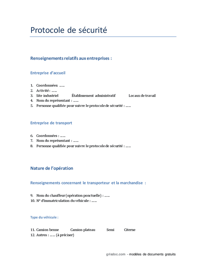Protocole de sécurité - DOC, PDF - page 1 sur 3