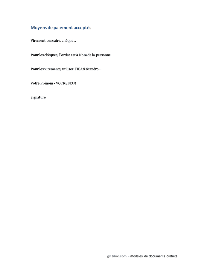 Facture sejour location saisonniere - DOC, PDF - page 2 sur 2