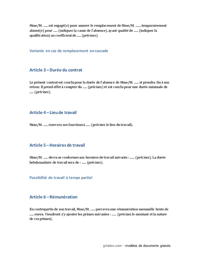 CDD pour remplacement d’un salarié absent sans terme précis - DOC, PDF - page 2 sur 5
