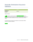 demande d attestation d assurance habitation
