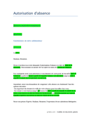 Demande d'autorisation d'absence - téléchargement gratuit documents PDF, Word et Excel