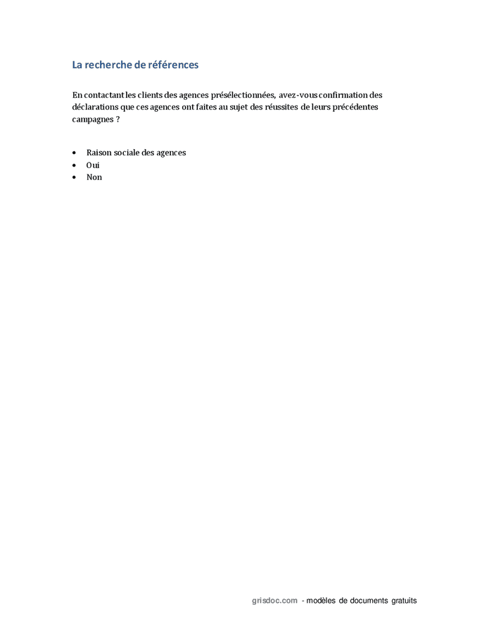Liste de vérification pour le choix d'une agence de publicité - DOC ... Liste de vérification pour le choix d'une agence de publicité - DOC ...
