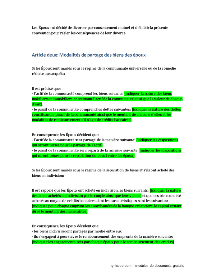 Contrat de divorce - DOC, PDF - page 2 sur 4