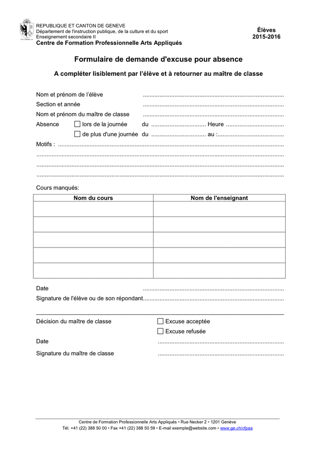 Formulaire De Demande D Excuse Pour Absence Suisse Doc Pdf Page Hot Formulaire De Demande D Excuse Pour Absence Suisse Doc Pdf Page Hot