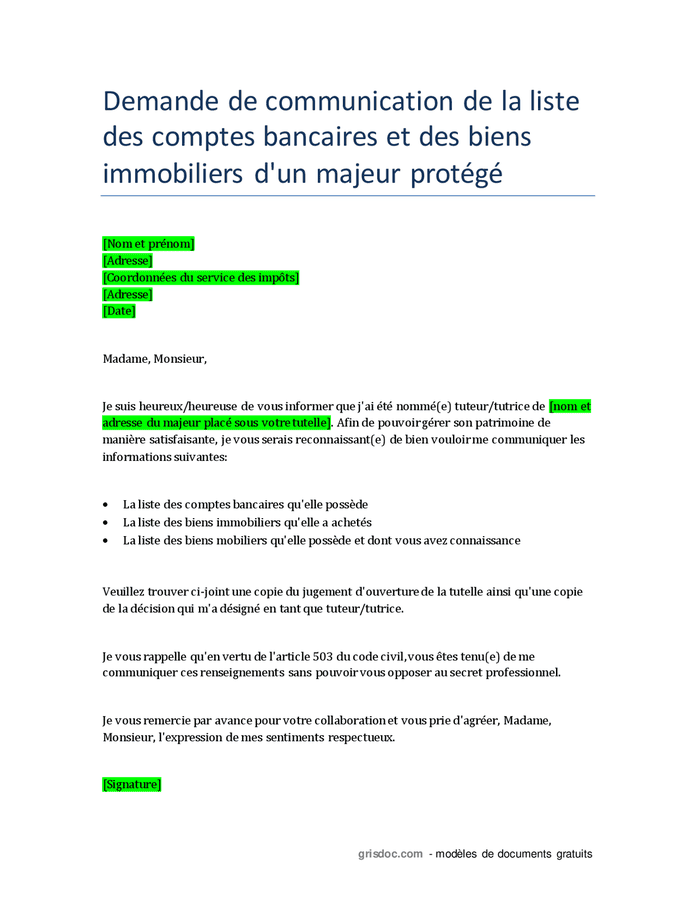 Demander la liste des comptes bancaires et avoirs d'une personne ...