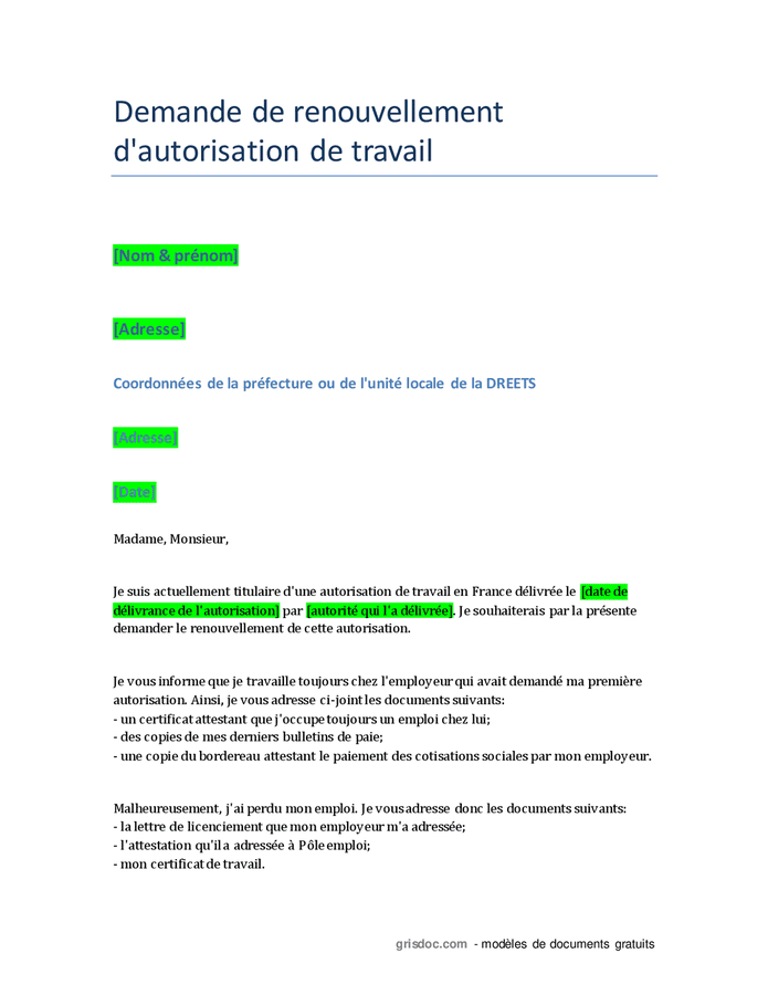 Demande d'autorisation - téléchargement gratuit documents PDF, Word et Excel