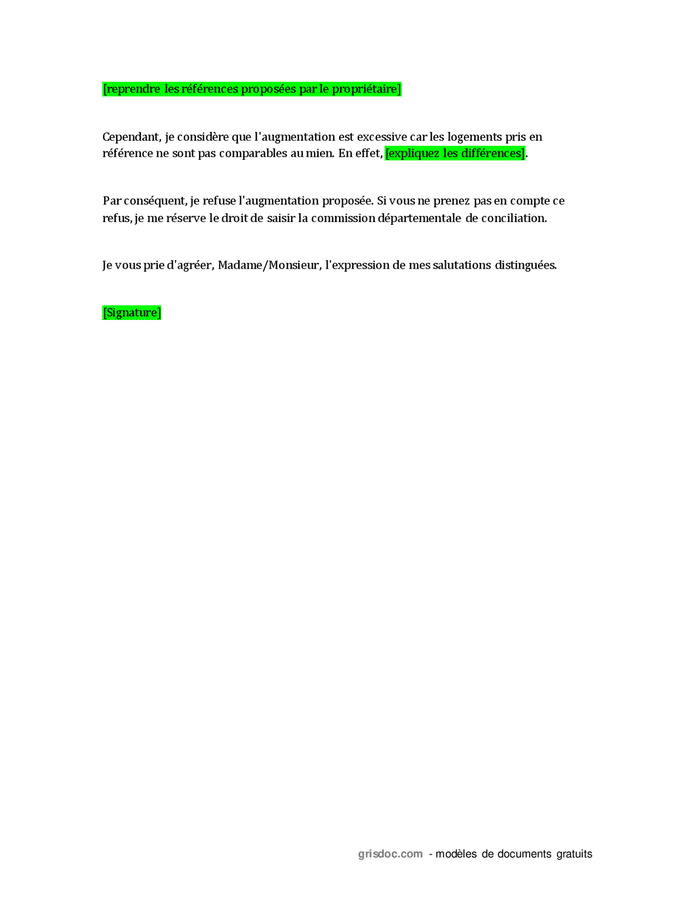 Contestation de l'augmentation du loyer - DOC, PDF - page 2 sur 2
