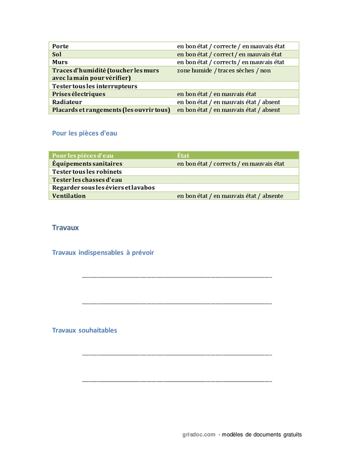 Liste de contrôle de visite d'appartement - DOC, PDF - page 5 sur 5