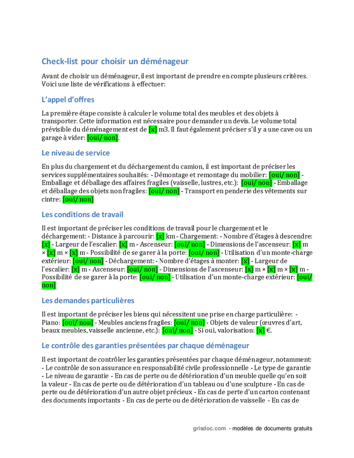 Liste de vérification pour le choix d'un déménageur - DOC, PDF - page 1 ... Liste de vérification pour le choix d'un déménageur - DOC, PDF - page 1 ...