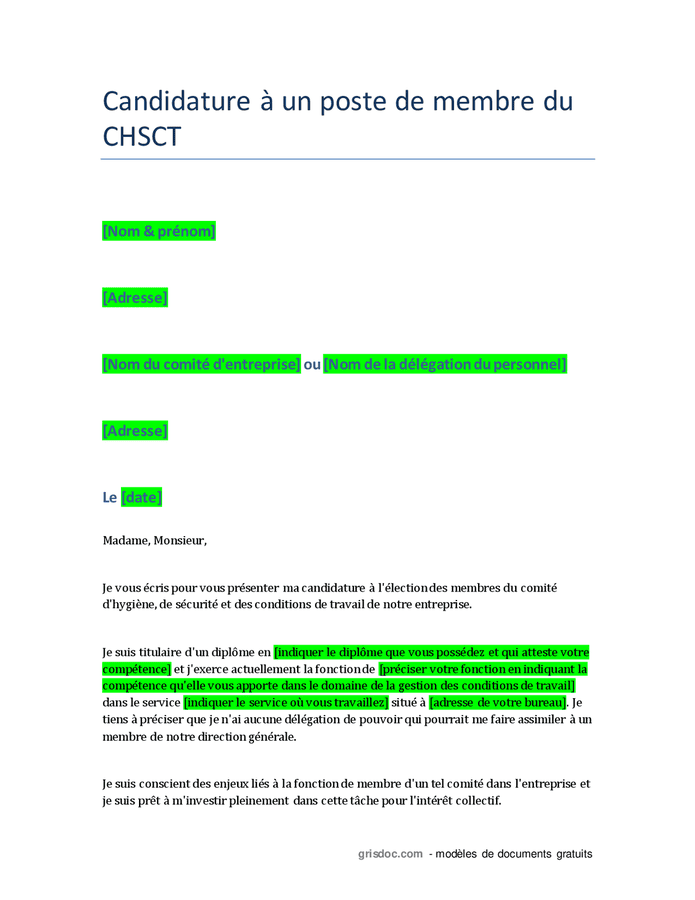 Lettre de candidature - téléchargement gratuit documents PDF, Word et Excel