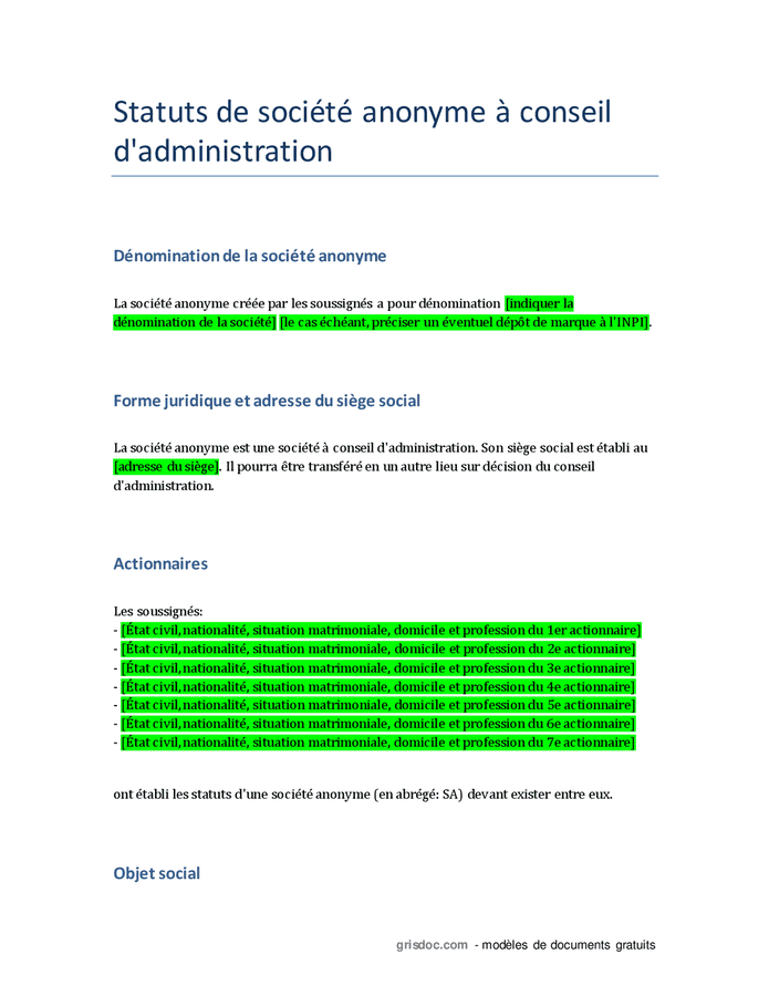 Modèle de statuts - téléchargement gratuit documents PDF, Word et Excel