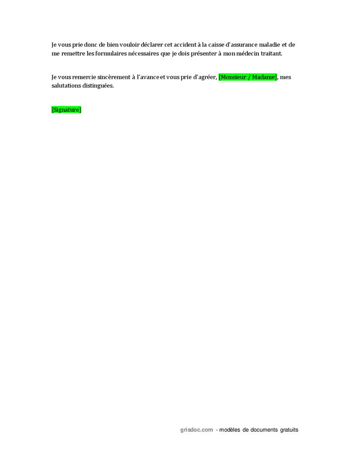 Déclaration d'un accident du travail - DOC, PDF - page 2 sur 2