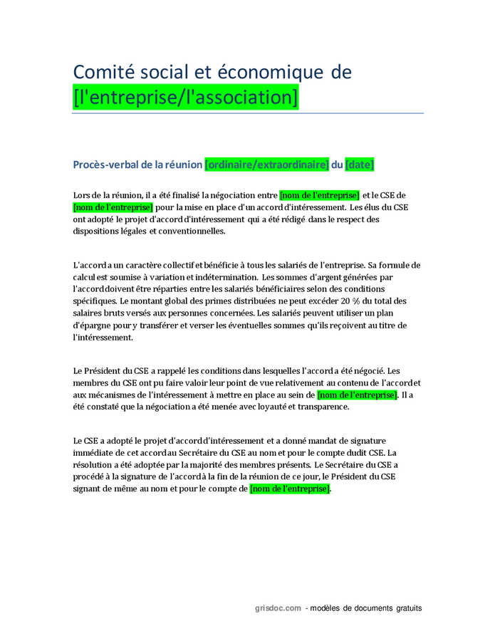 Conclusion d'un accord avec le CSE de la DUP relativement à l ...