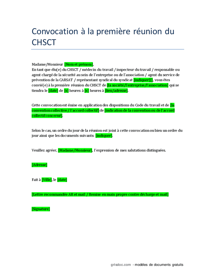 Lettre de convocation - téléchargement gratuit documents PDF, Word et Excel