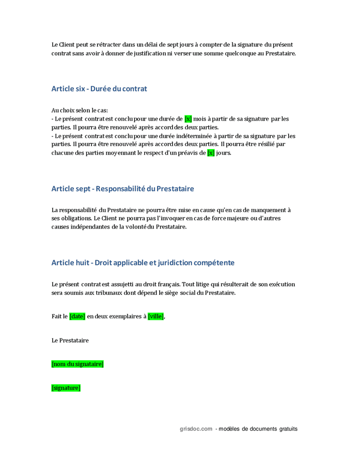 Contrat de services à la personne - DOC, PDF - page 3 sur 4