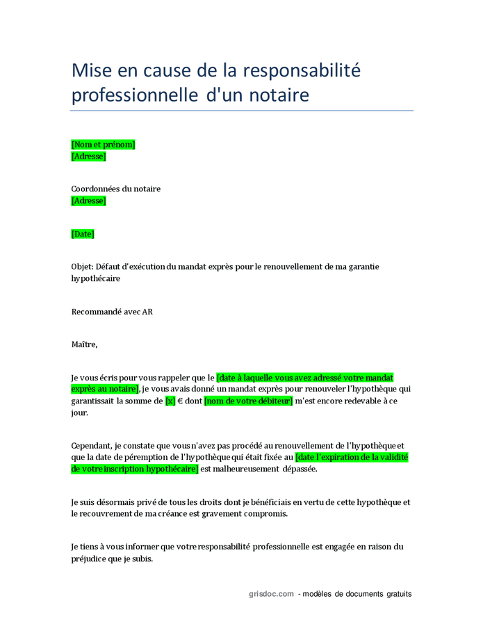 Mise en cause de la responsabilité professionnelle d'un notaire - DOC ...