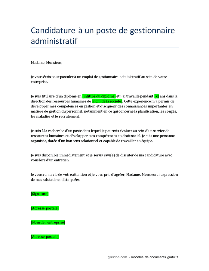 Lettre de motivation de gestionnaire administratif - DOC, PDF - page 1 ... Lettre de motivation de gestionnaire administratif - DOC, PDF - page 1 ...