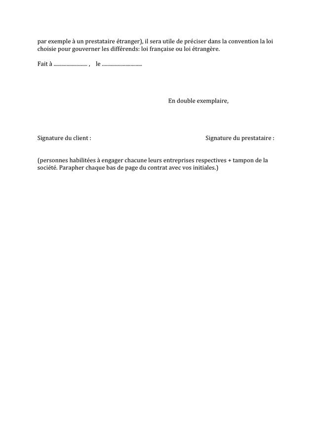 Modèle de contrat de prestation - DOC, PDF - page 11 sur 11