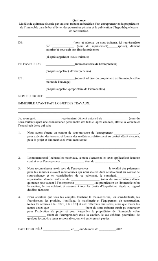 Quittance de loyer - téléchargement gratuit documents PDF, Word et Excel