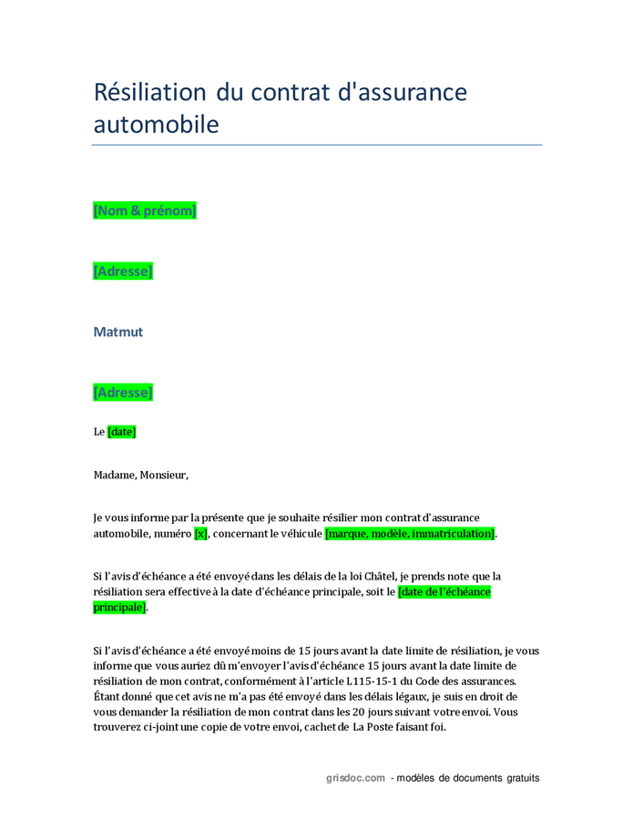 Résiliation à échéance annuelle assurance voiture matmut - DOC, PDF ... Résiliation à échéance annuelle assurance voiture matmut - DOC, PDF ...