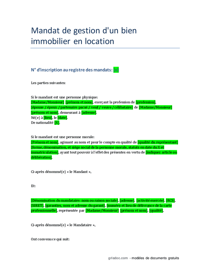 Modelé de contrat de mandat - téléchargement gratuit documents PDF, Word et Excel