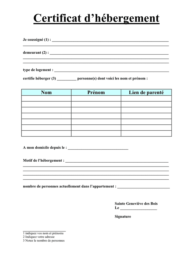 Model Certificat Hebergement Attestation D h bergement Mod les PDF Model Certificat Hebergement Attestation D h bergement Mod les PDF